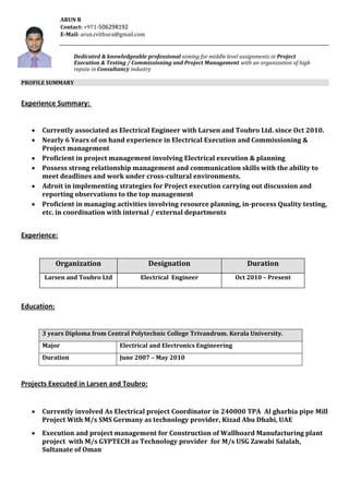 CV Arun_30-Jun-16 | PDF