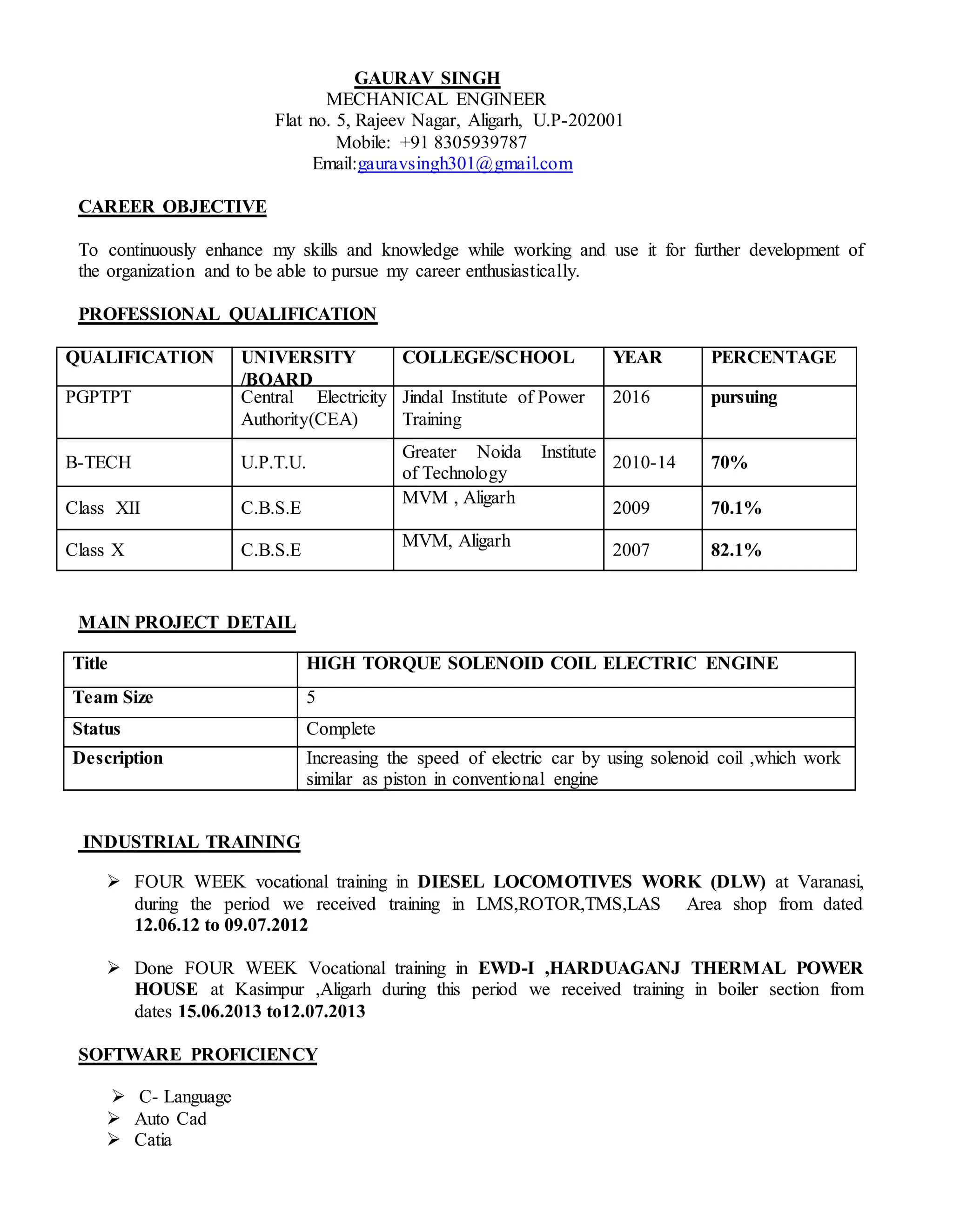GAURAV SINGH NEW RESUME 2015 | PDF