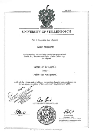 Certified copy of qualifications - L Dalhouzie | PDF