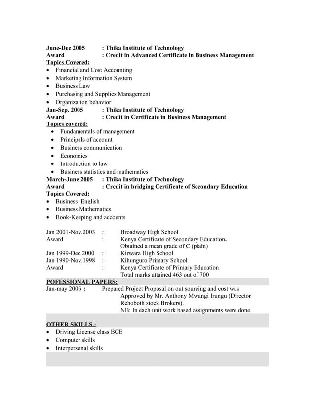 fred's cv | DOC | Logistics | Business
