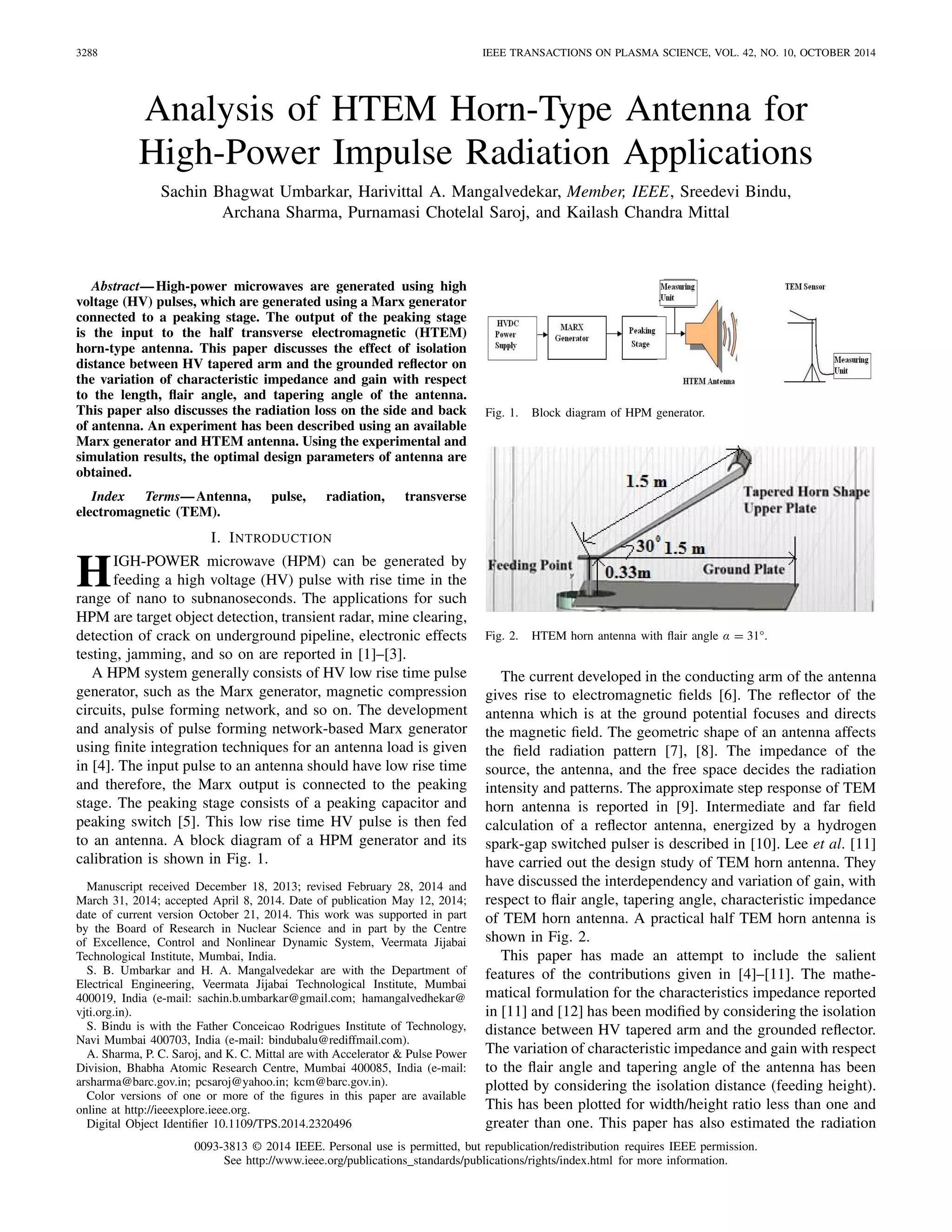 13. Analysis of Half TEm horn type antenna for High power Impulse radiation applications | PDF