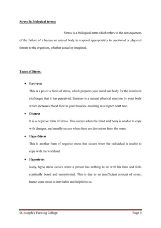 Santhosh Nair Project (Stress Management) | PDF