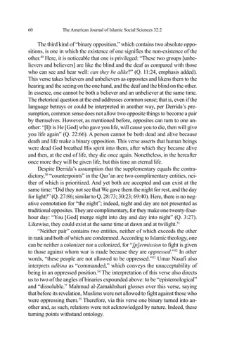 Derrida's Shadow in the Light of Islamic Studies An Analysis of Binary ...