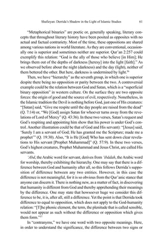 Derrida's Shadow in the Light of Islamic Studies An Analysis of Binary ...