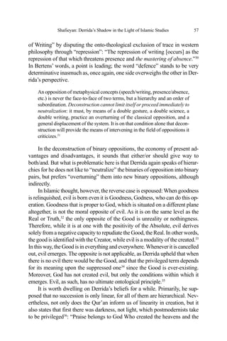 Derrida's Shadow in the Light of Islamic Studies An Analysis of Binary ...