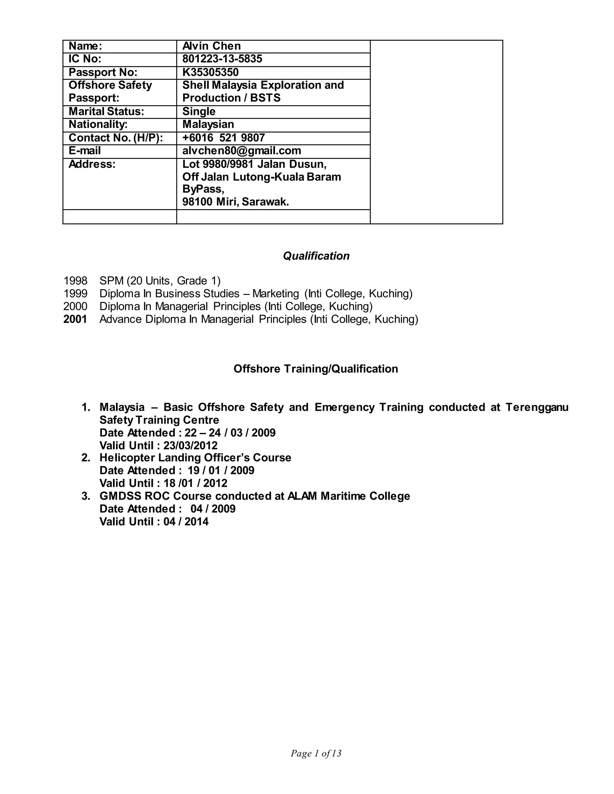 ALVIN'S CURRICULUM VITAE 2017 | PDF