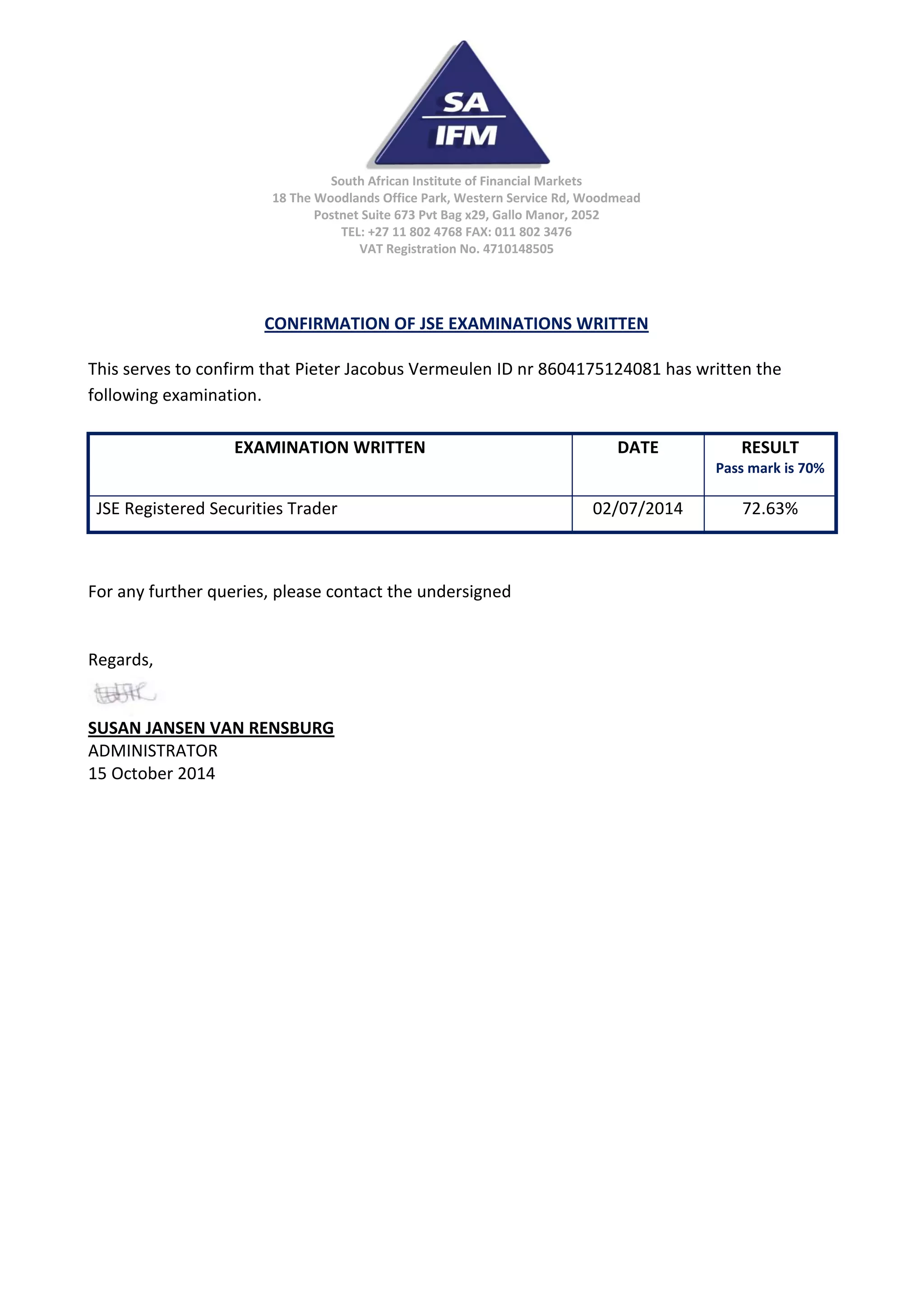 Vermeulen PJ JSE (3) | PDF
