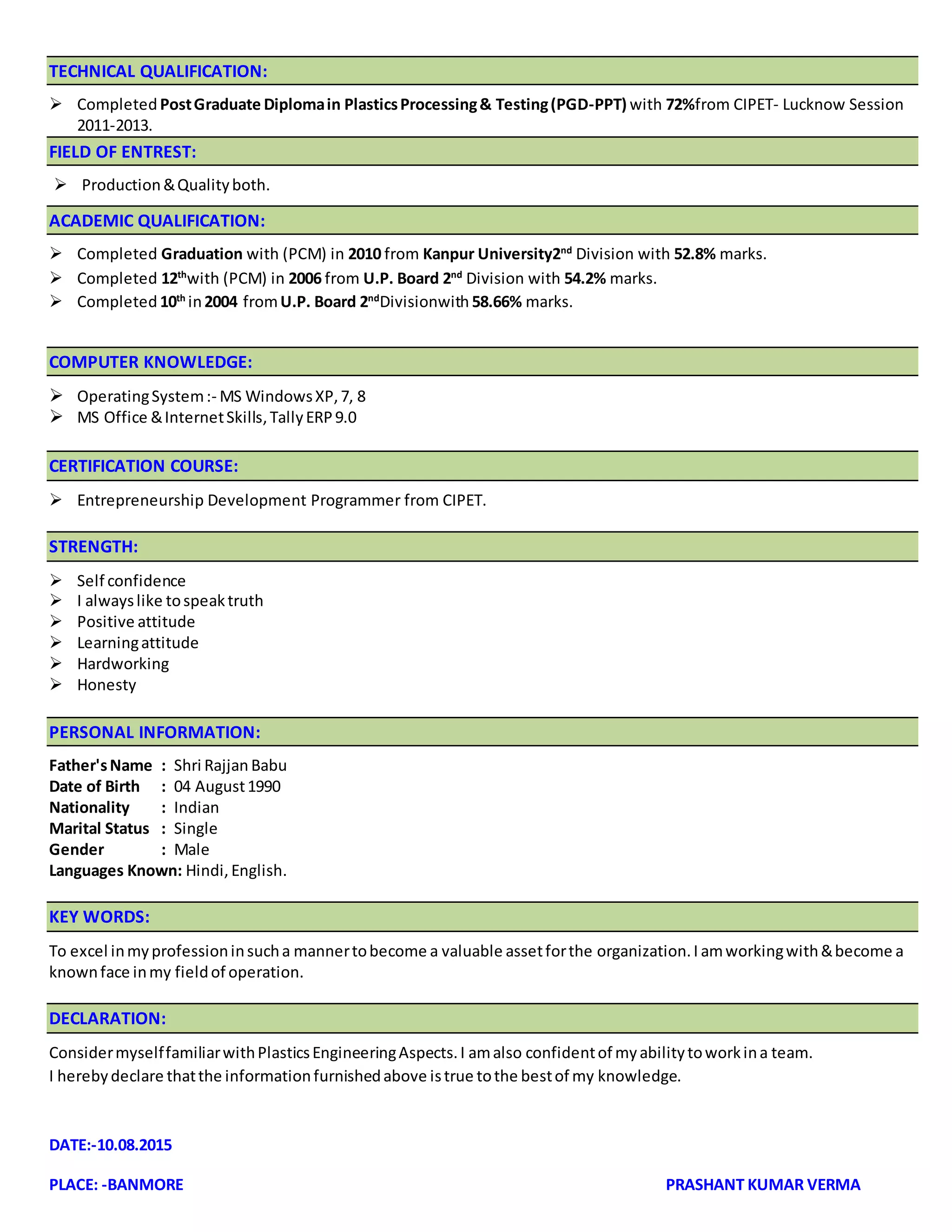 prashat resume | DOCX | Resume Writing and Advice | Job Search