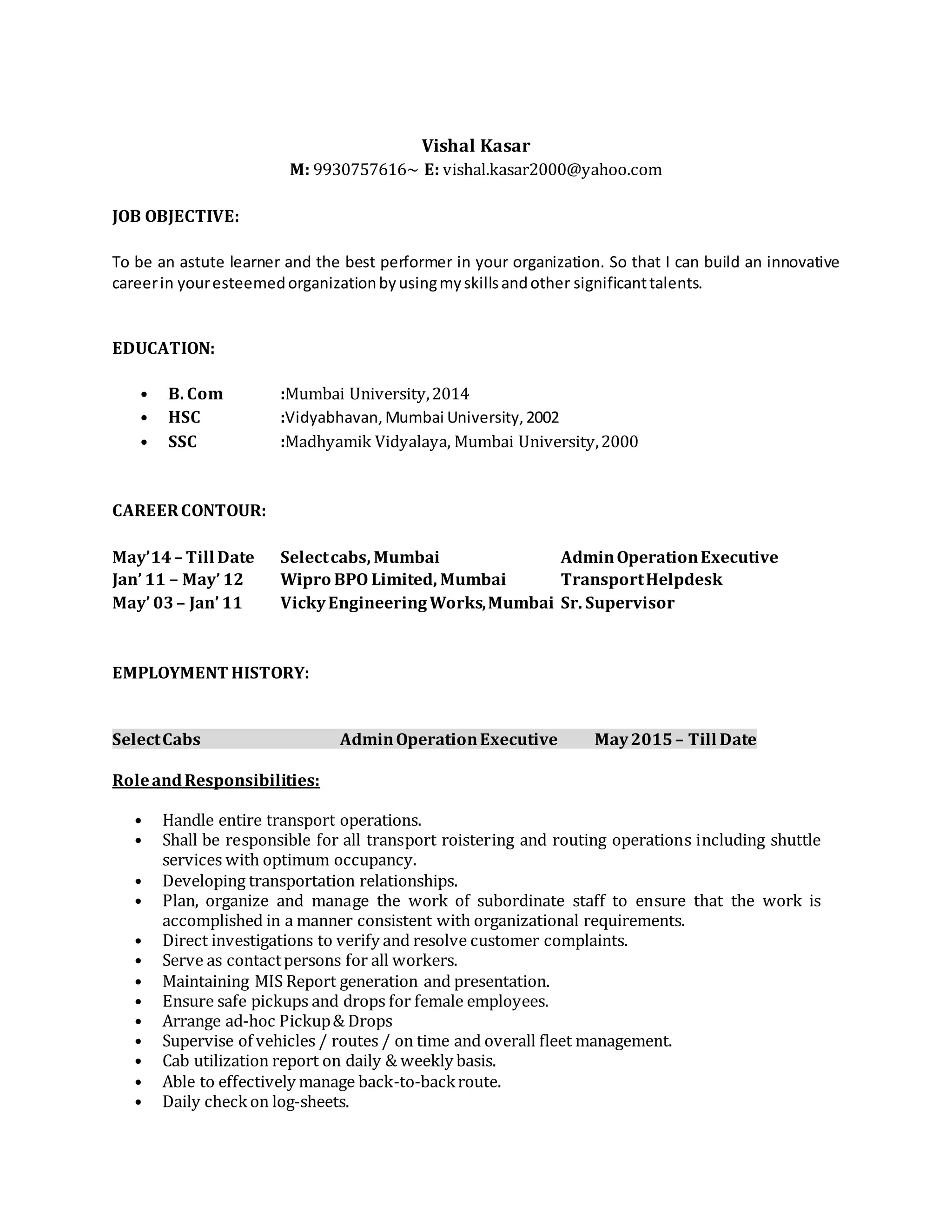 Vishal Resume | DOCX