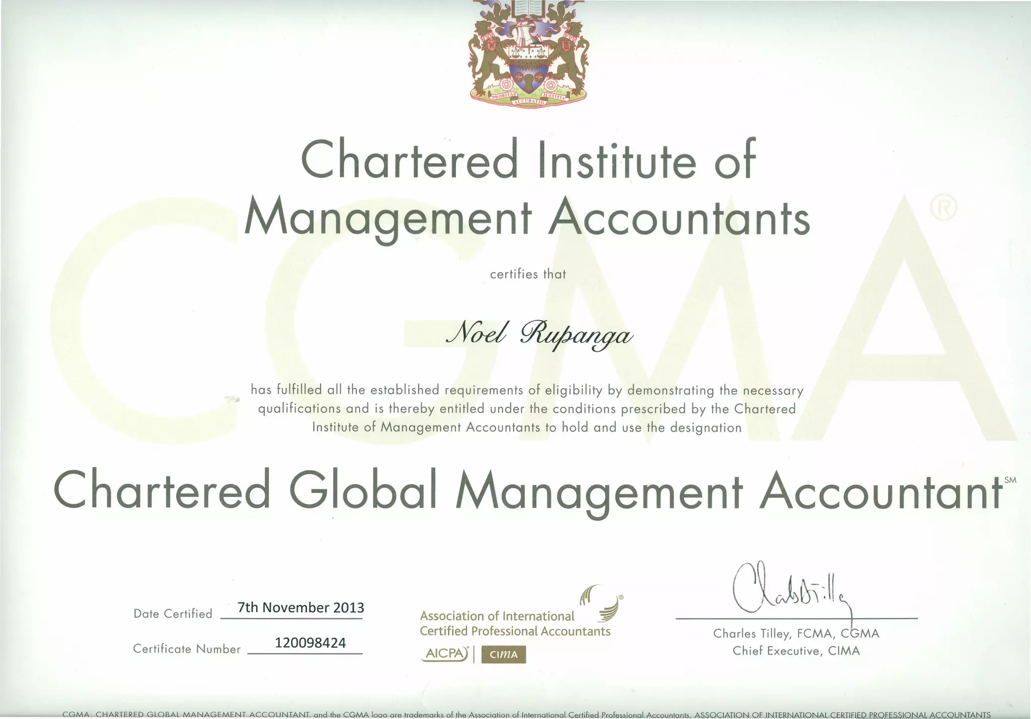 CGMA Certificate | PDF