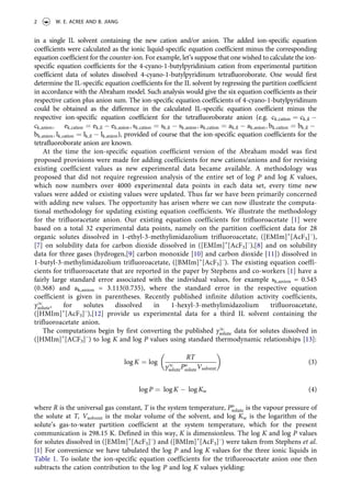Abraham model correlations for ionic liquid solvents computational methodology for updating ...