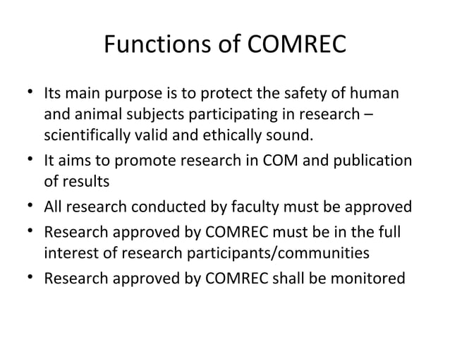 Demystifying the COMREC Processes and Procedures | PPT