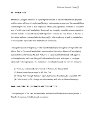 Wellness at Dartmouth_asessment and recommendations | PDF