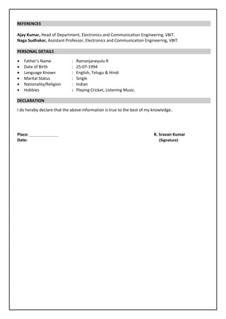 SRAVAN RESUME | PDF