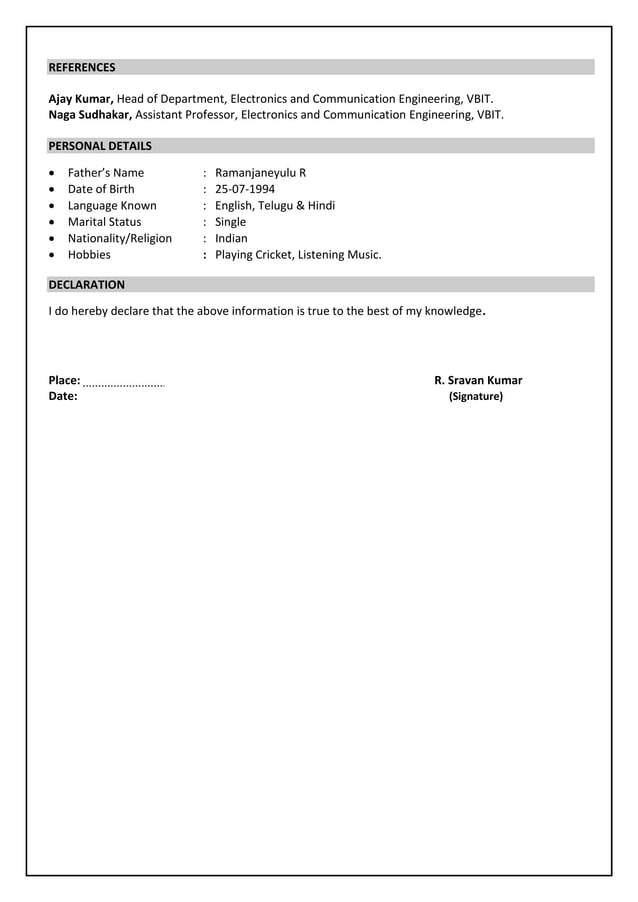 SRAVAN RESUME | PDF