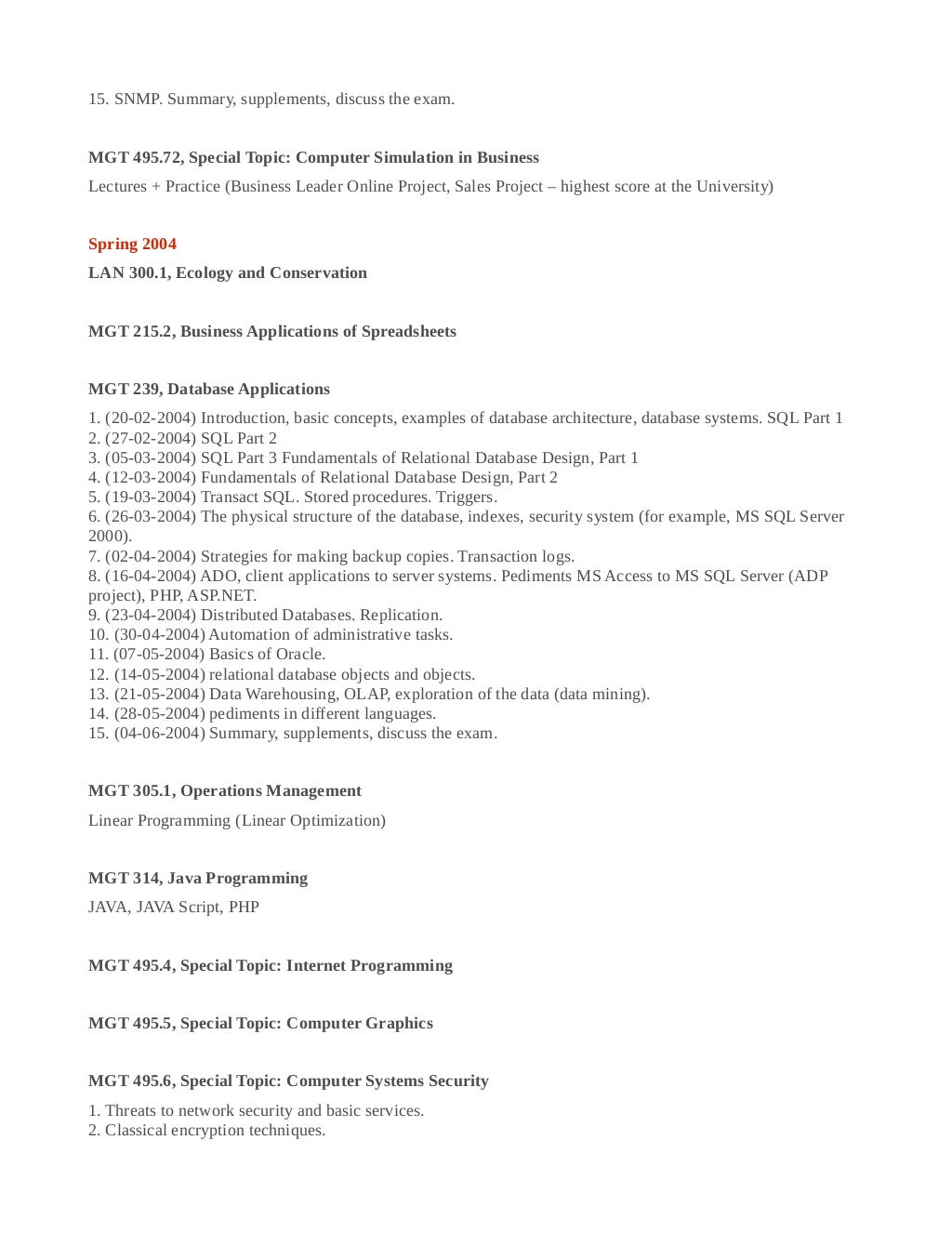 Course Description Course Description