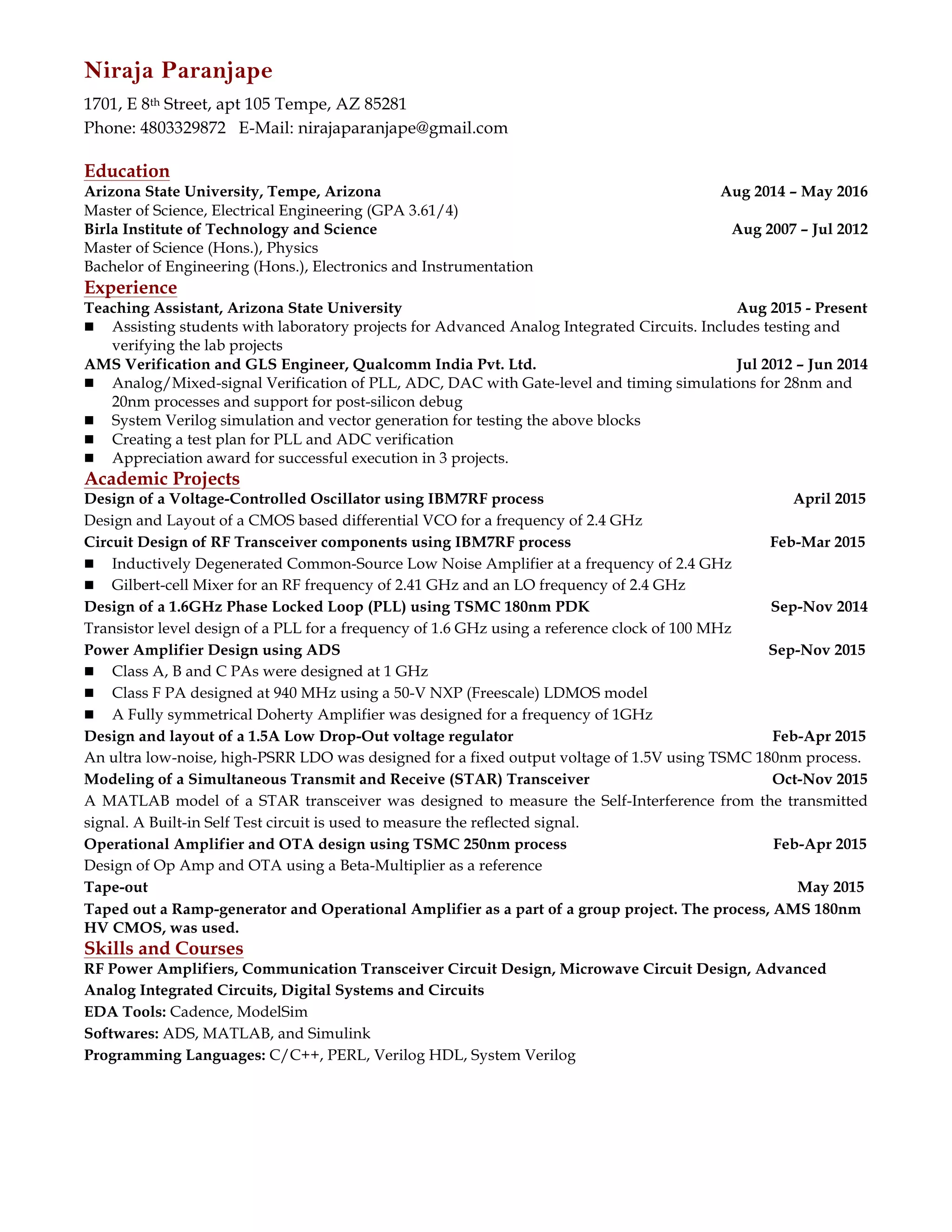 Niraja_Paranjape_resume | PDF