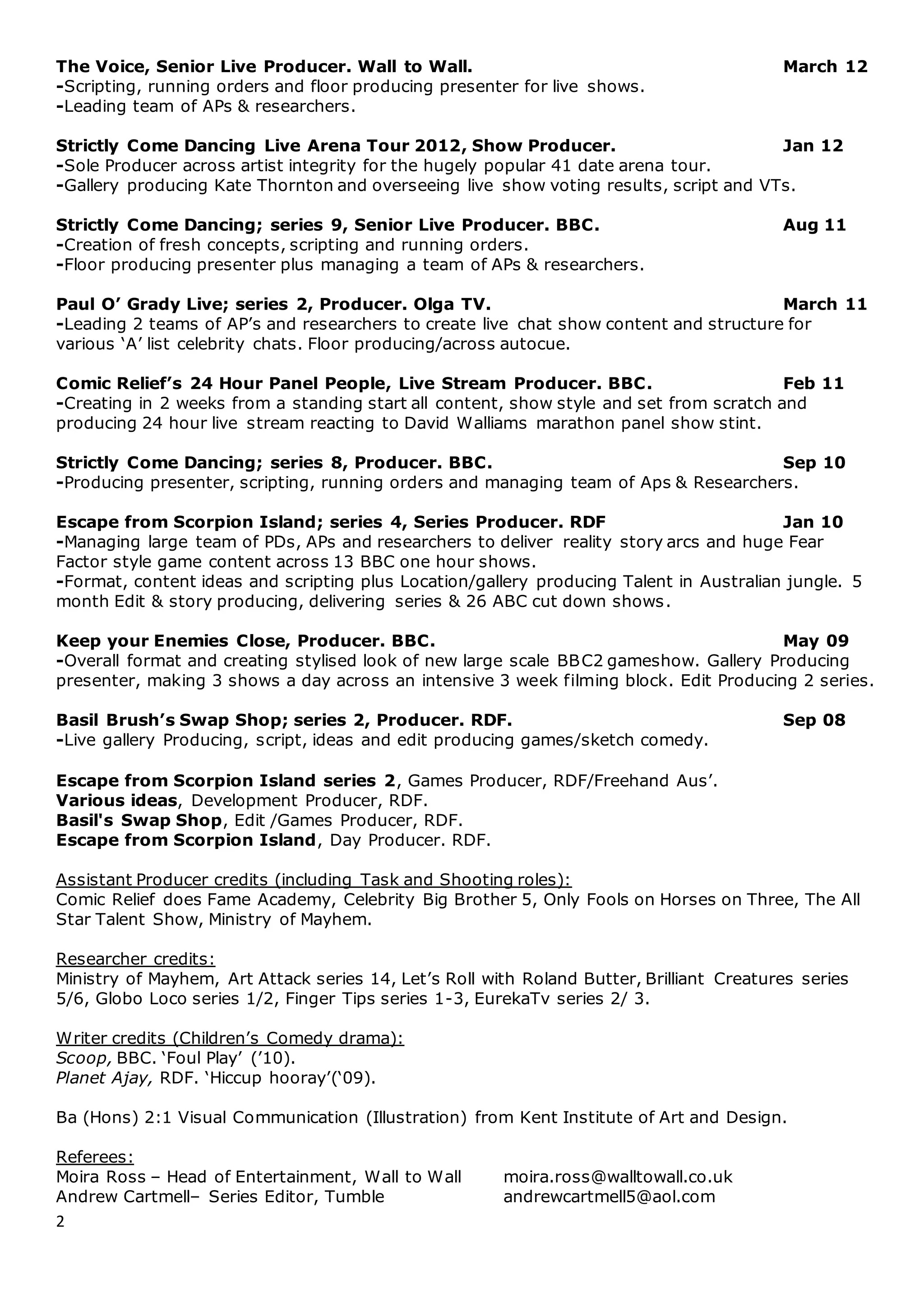 KEITH COTTON PRODUCER CV | DOCX