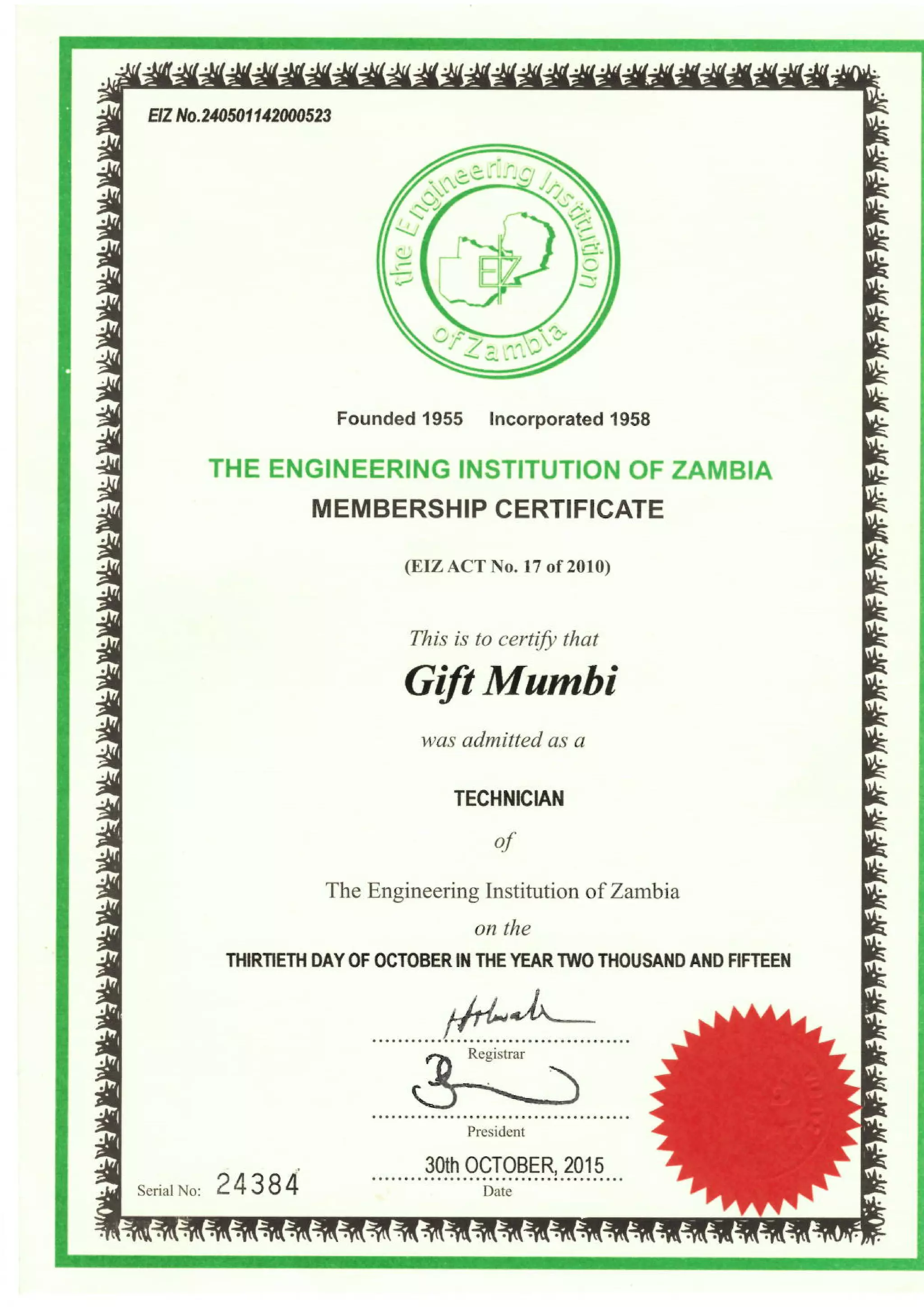 5 EIZ Technician Certificate | PDF