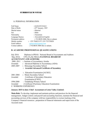 GANAYI SALU {CV} | PDF