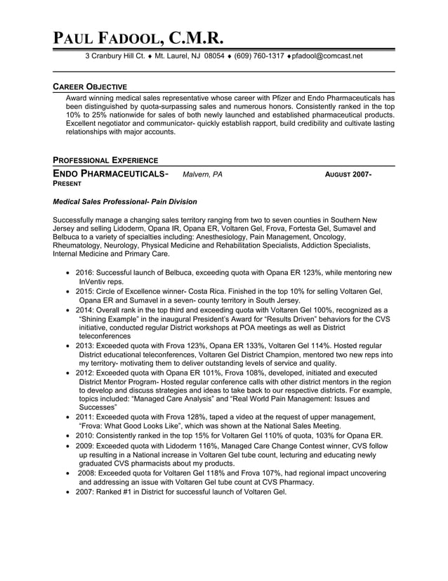 Paul C. Fadool 2017 resume | PDF