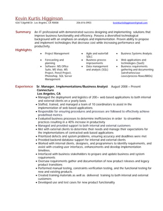 KevinHigginsonResume | PDF | Computing | Technology & Computing
