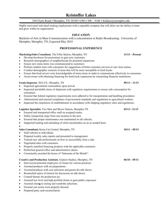 Kristopher Lakes Resume | DOC