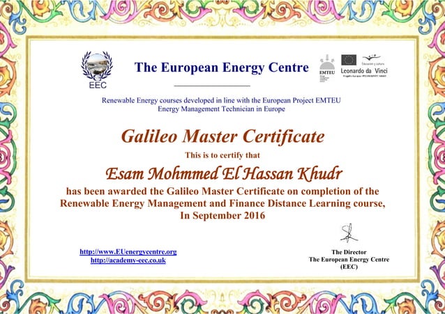 GMC Certificate - Esam Mohmmed El Hassan Khudr - Renewable Energy ...