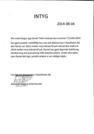 B4-Intyg Bil Service | PDF