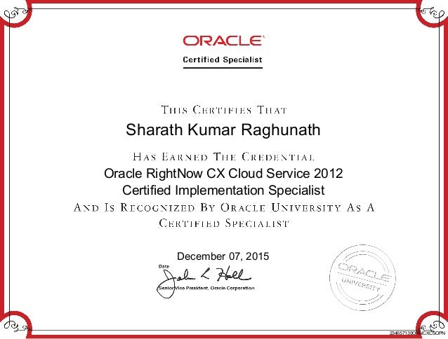 Oracle CX Cloud Certificate