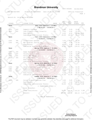 Julie Williams Brandman Official Transcript | PDF