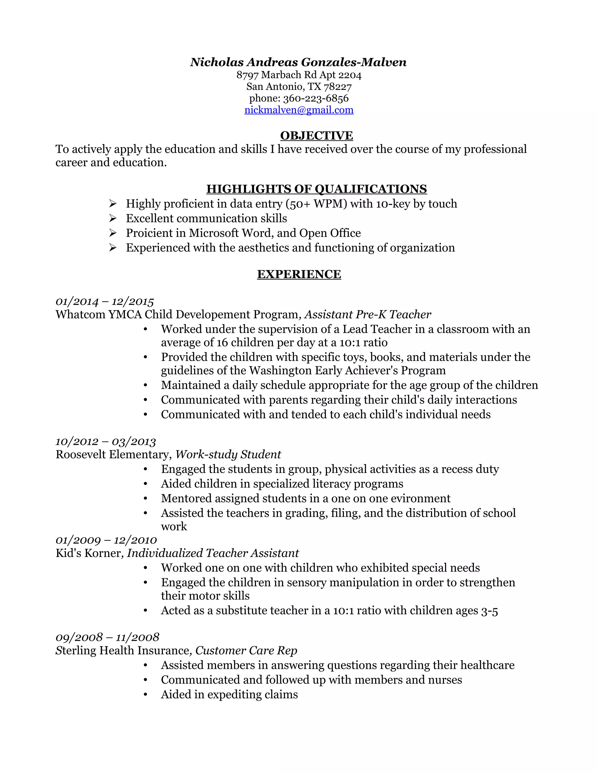 Nicholas Andreas Gonzales-Malven resume (rich text) | PDF