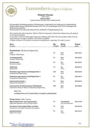 Degree Certificate with grades | PDF