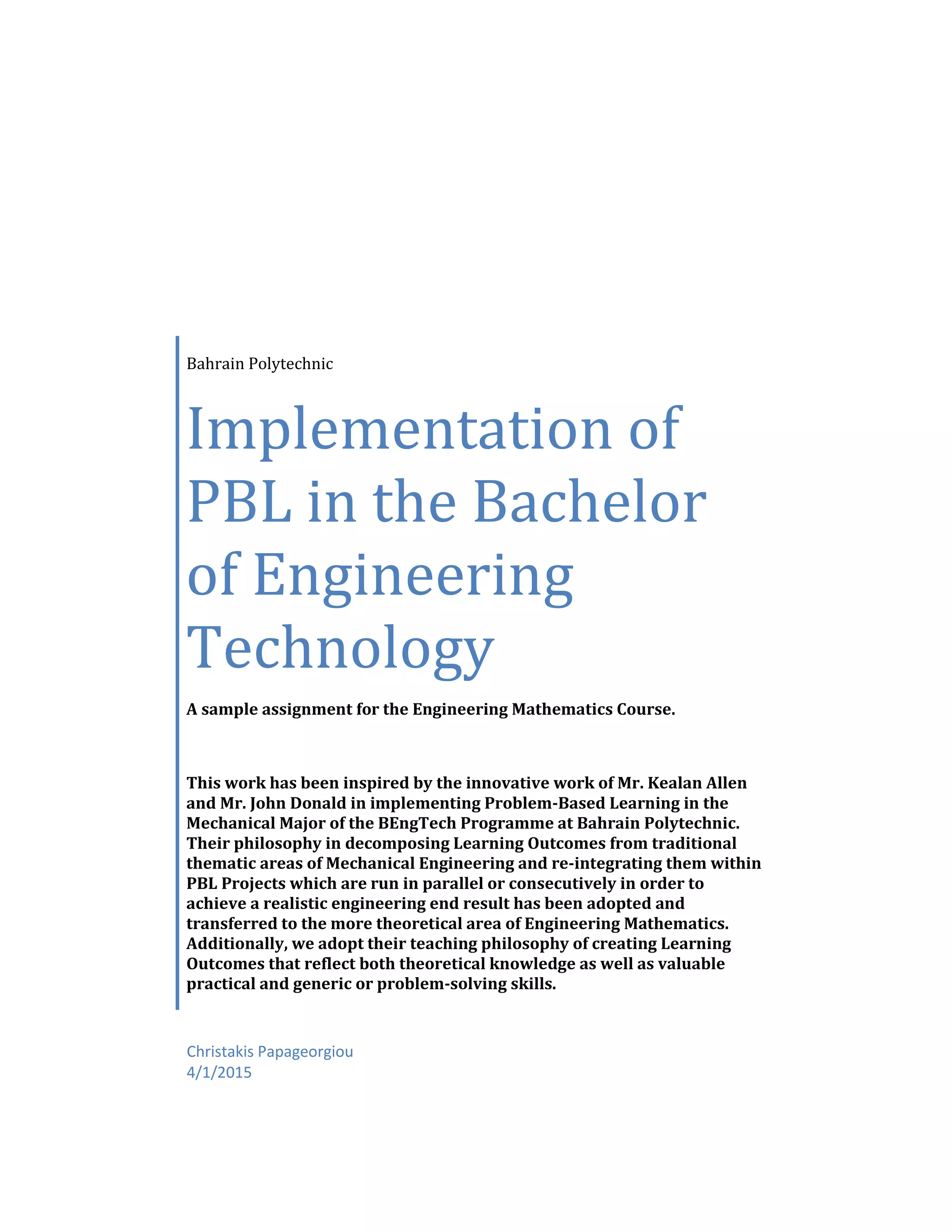PBL Implementation Mathematics | PDF