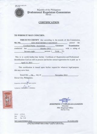 PRC certificate | PDF