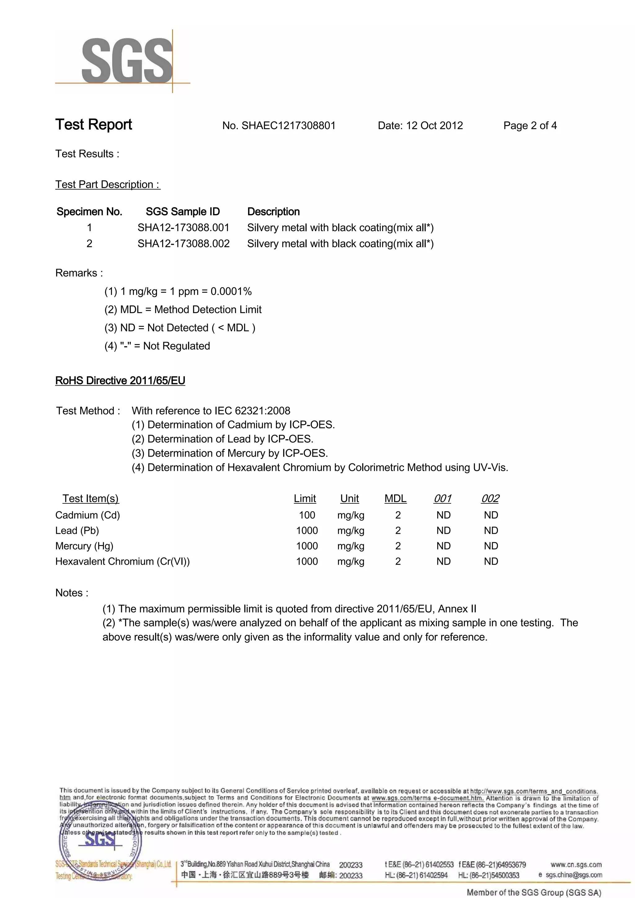 Rohs test report | PDF