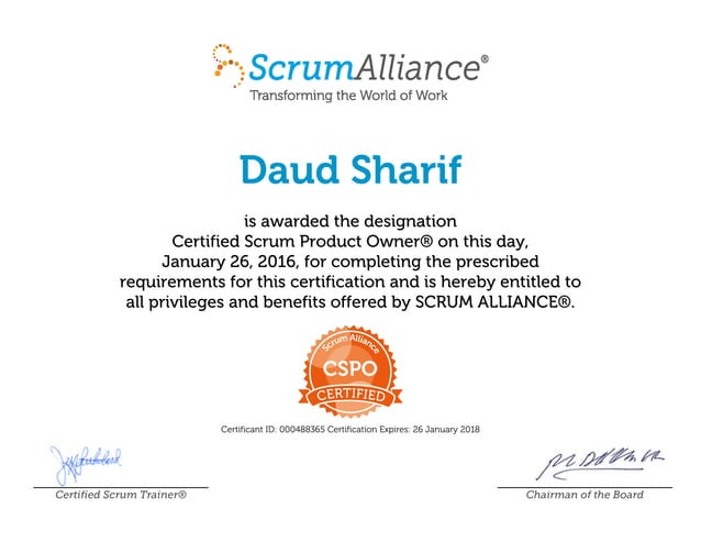 Certified Scrum Product Owner - ScrumAlliance | PDF