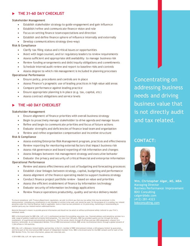 New CFO - First 100 Days - Alger v03 | DOCX | Business Accounting ...