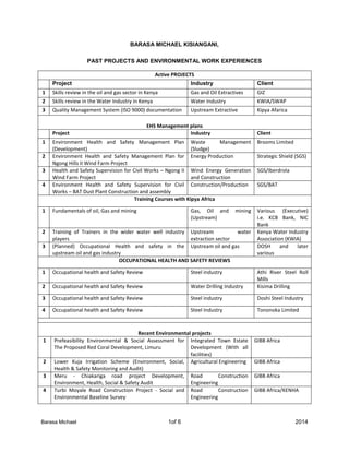 Some past and current engagements Barasa | PDF | Civil Engineering ...