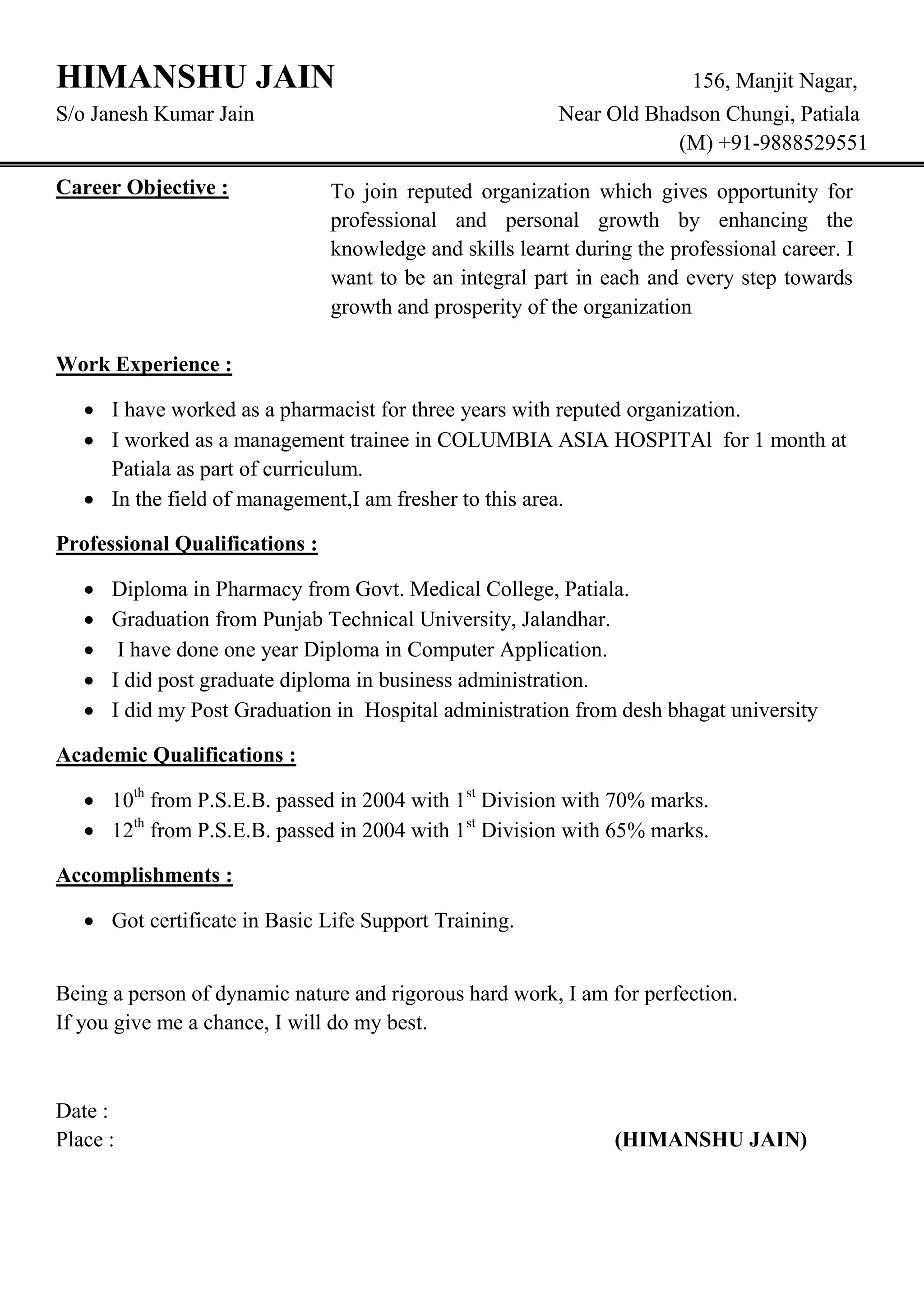 himanshu resume | PDF