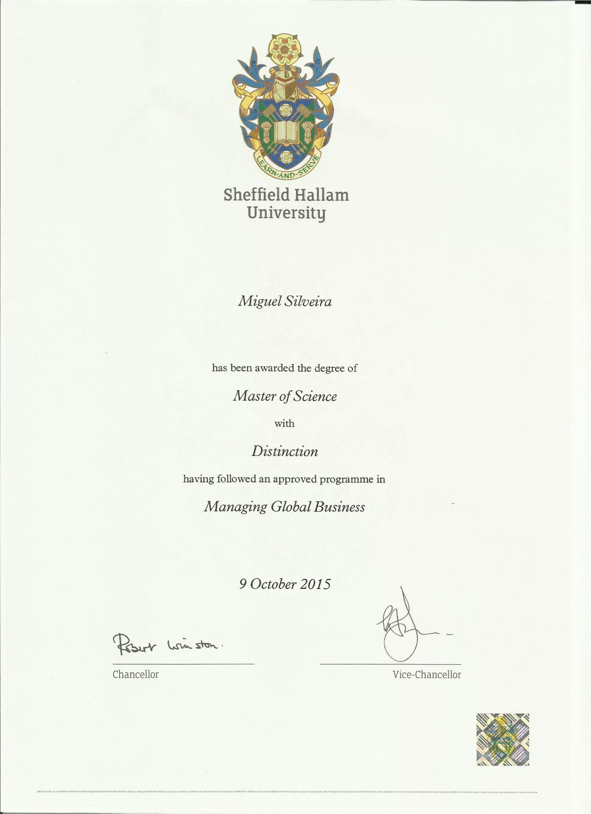 MSc Certificate 0001 | PDF