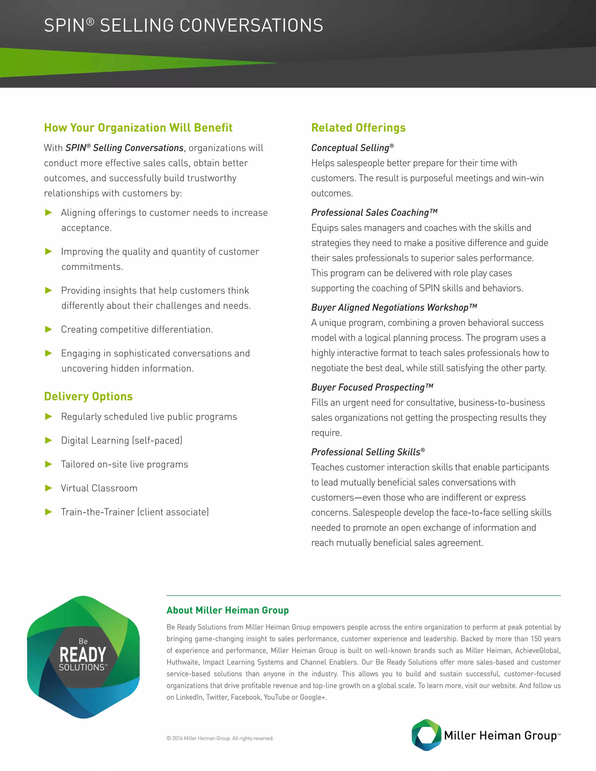 SPIN-Selling-Conversations-Product-Sheet | PDF