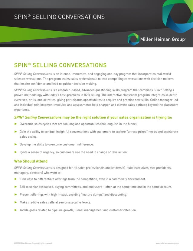 SPIN-Selling-Conversations-Product-Sheet | PDF