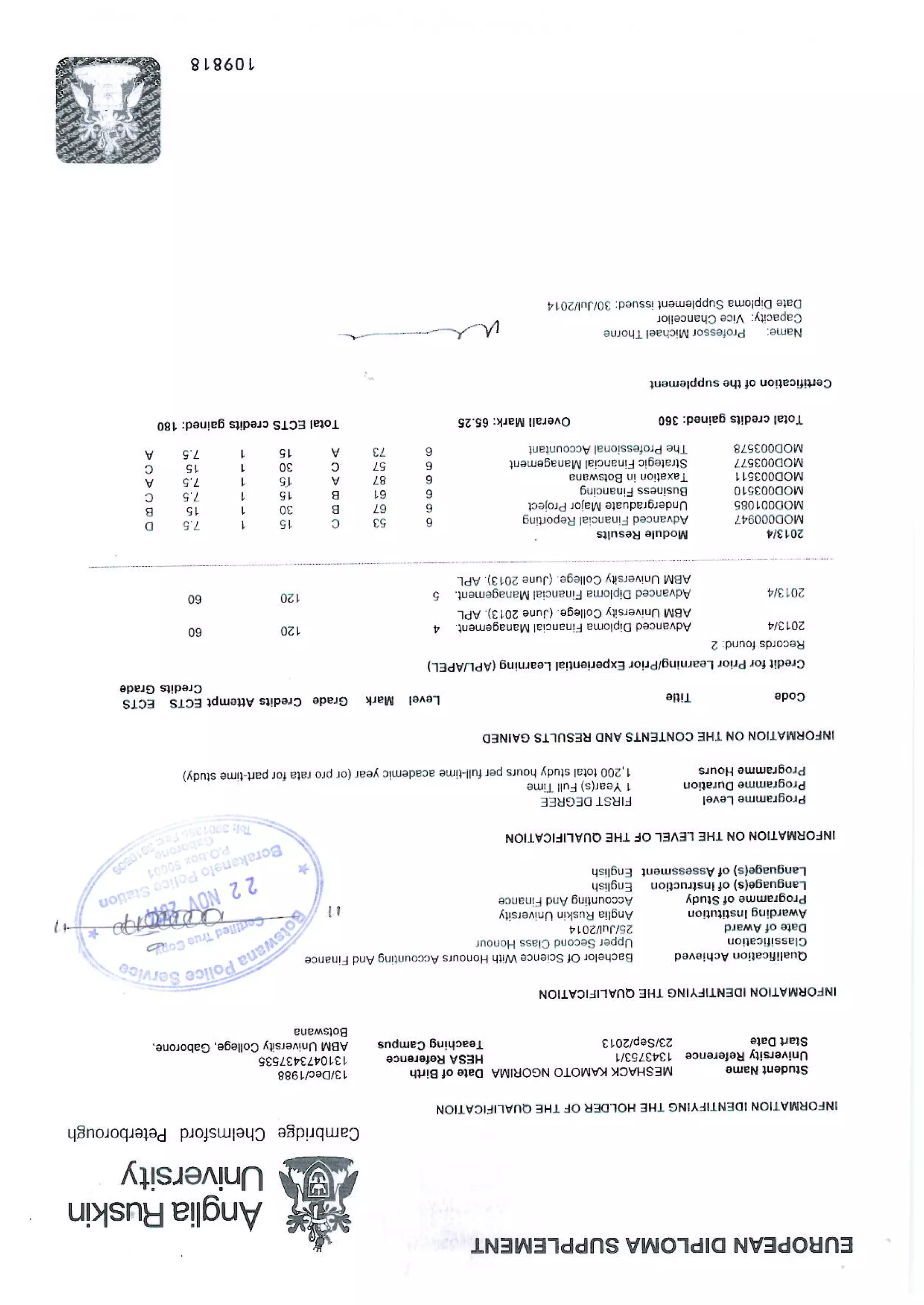 BSC (hons) ACC & FIN TRANSCRIPT | PDF