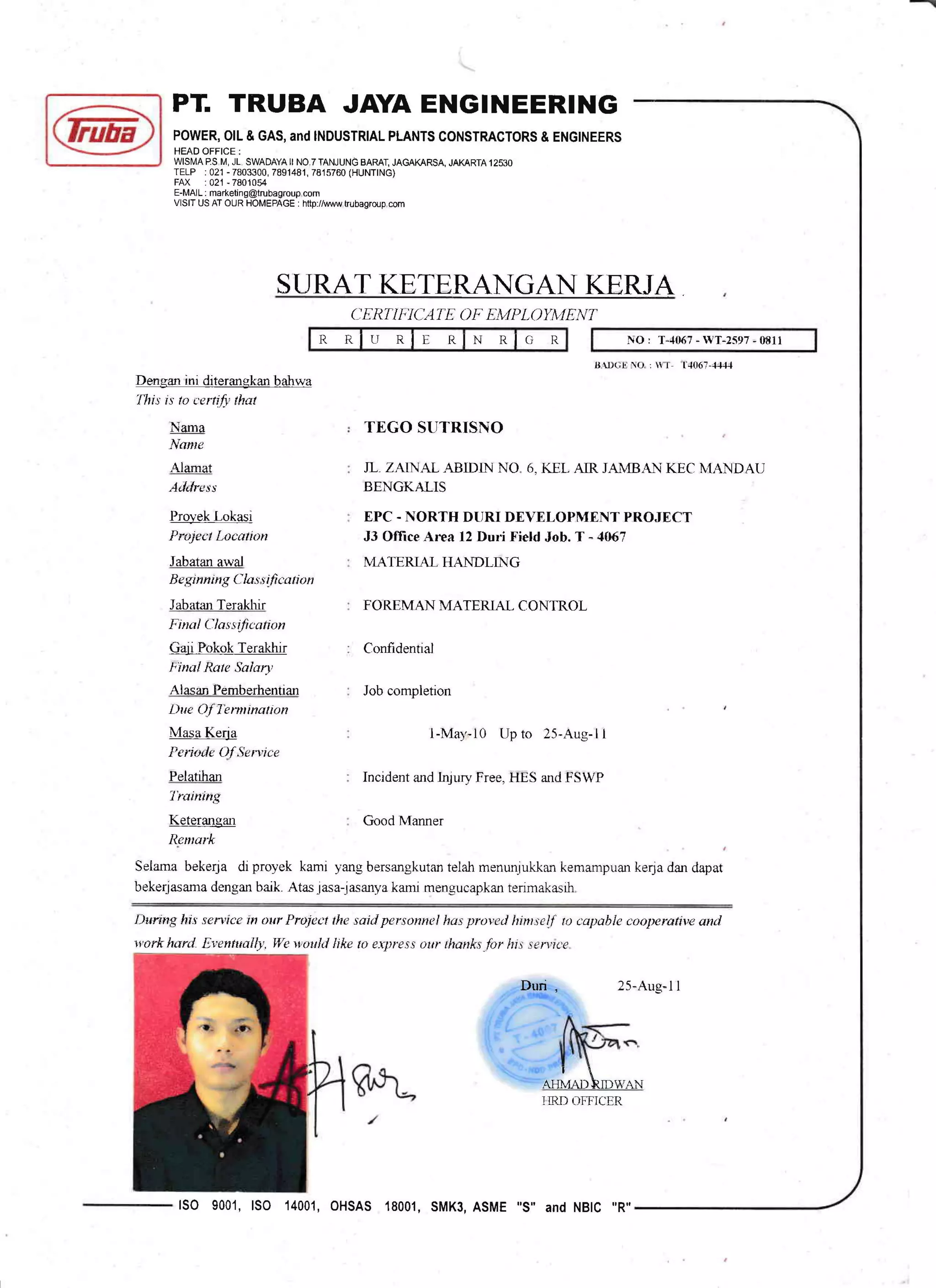 certificate pt. truba 1 | PDF
