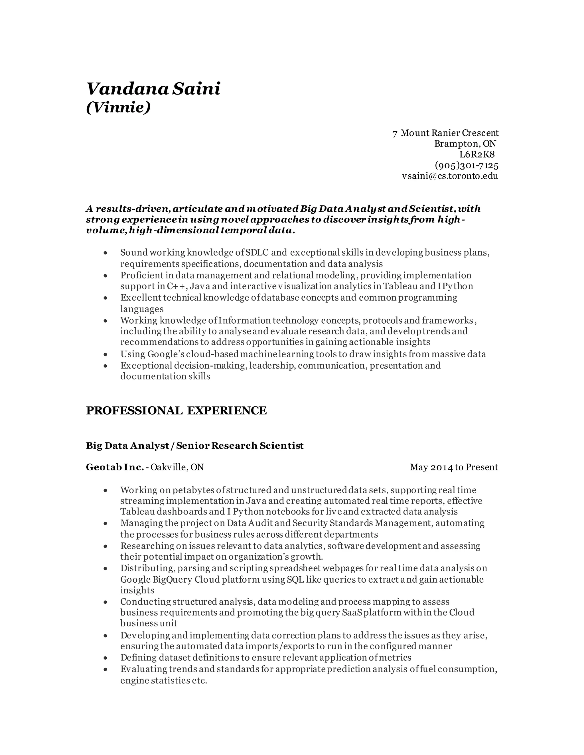 Van.Saini_CV | DOCX | Databases | Computer Software and Applications