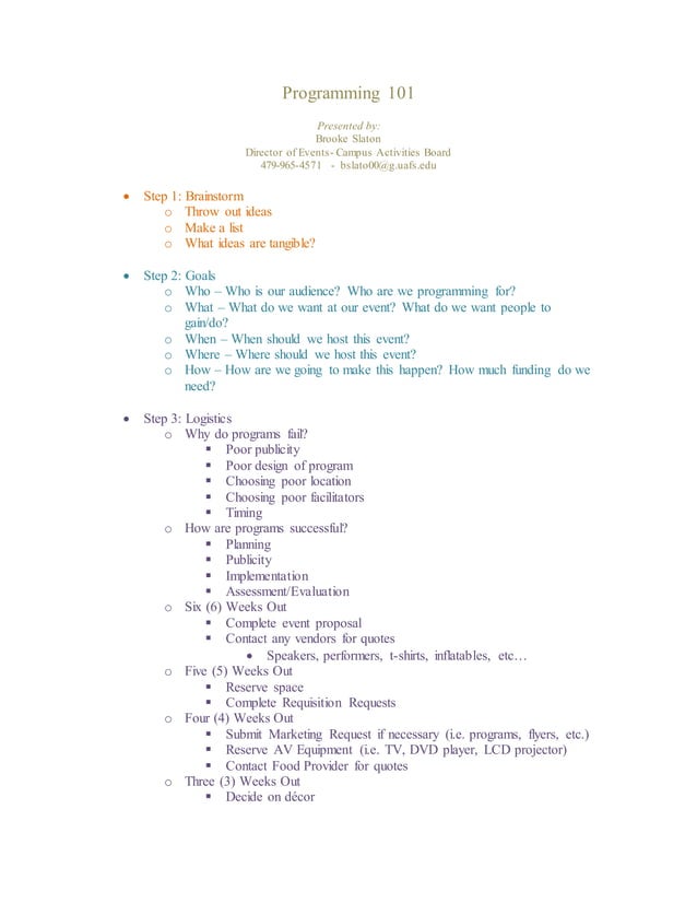 Programming 101 Handout 10.2.09 (1) | PDF