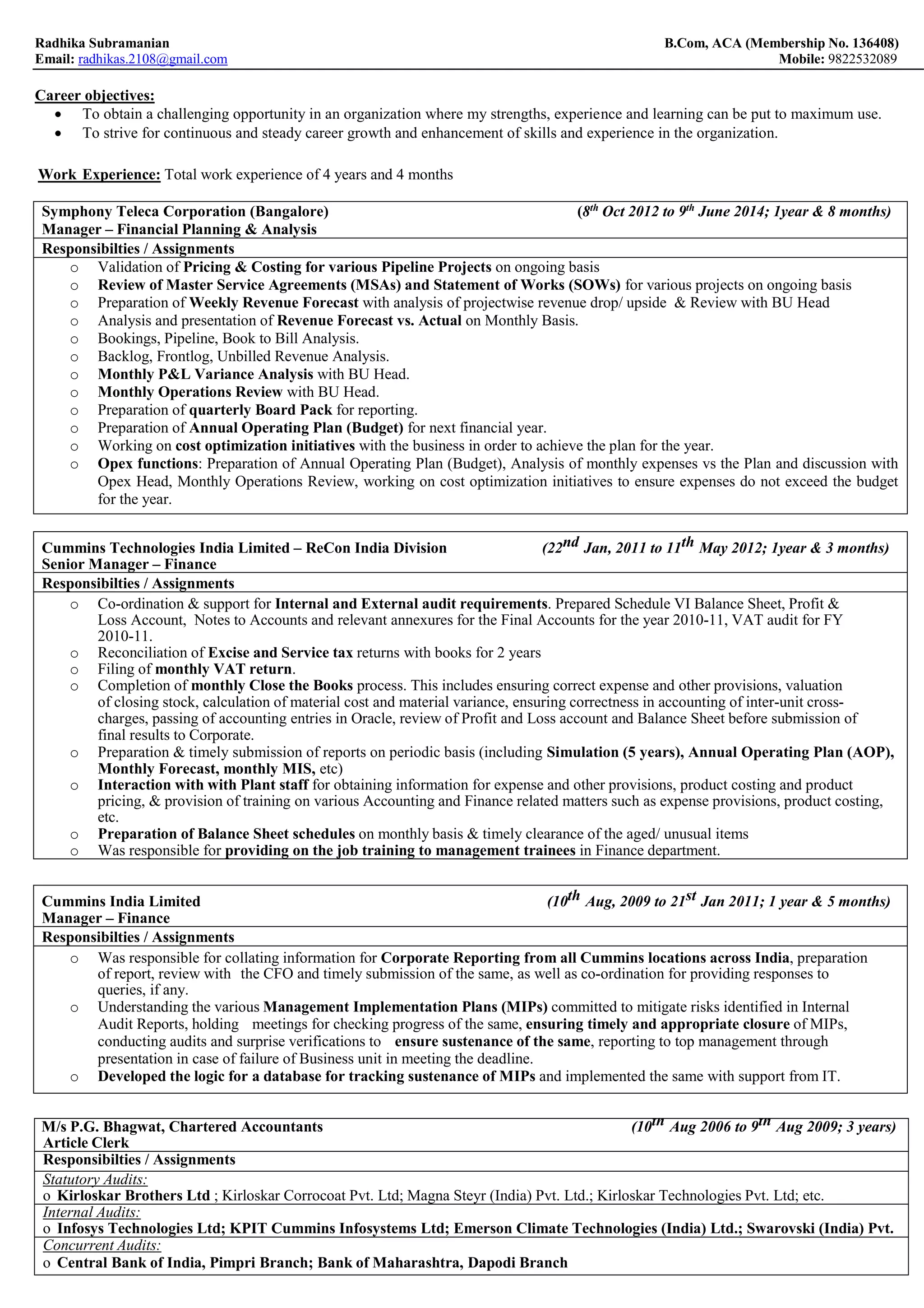 Radhika Subramanian CV | PDF