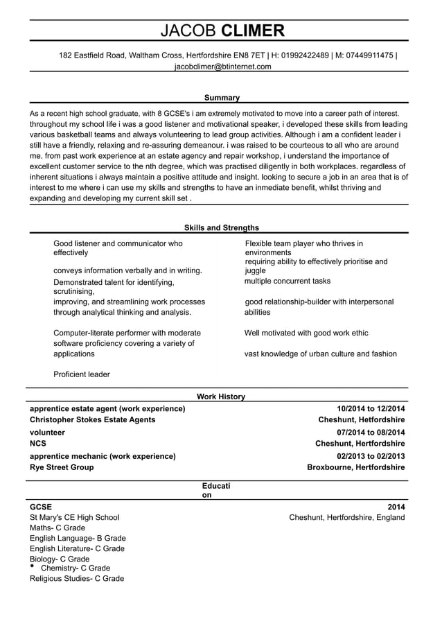 Jacob Climer CV | RTF
