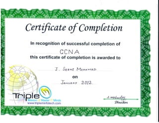 CCNA Certificate of Completion | PDF | Computer Networking | Computing